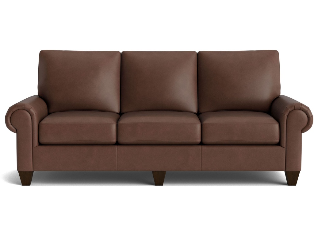 Bassett Premier Custom Leather Large Panel Arm Sofa Furniture Living ...