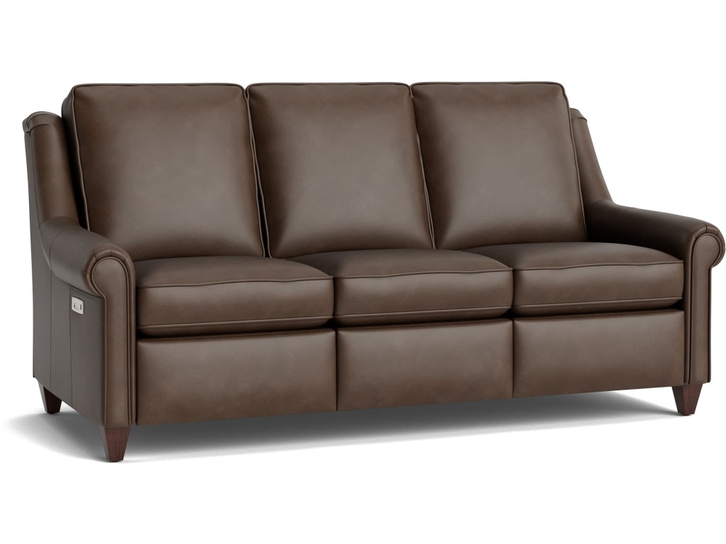 Bassett Benchmade Motion Reclining Leather Panel Arm Sofa Furniture ...