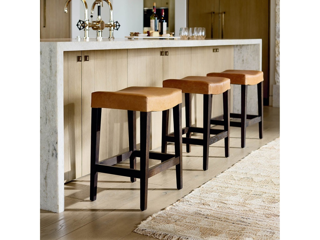 Bassett Vail Leather Saddle Counter Stool Furniture Dining Room Stools